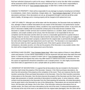 DIY Event Decorating Services Contract Agreement, EDİTABLE Printable ...