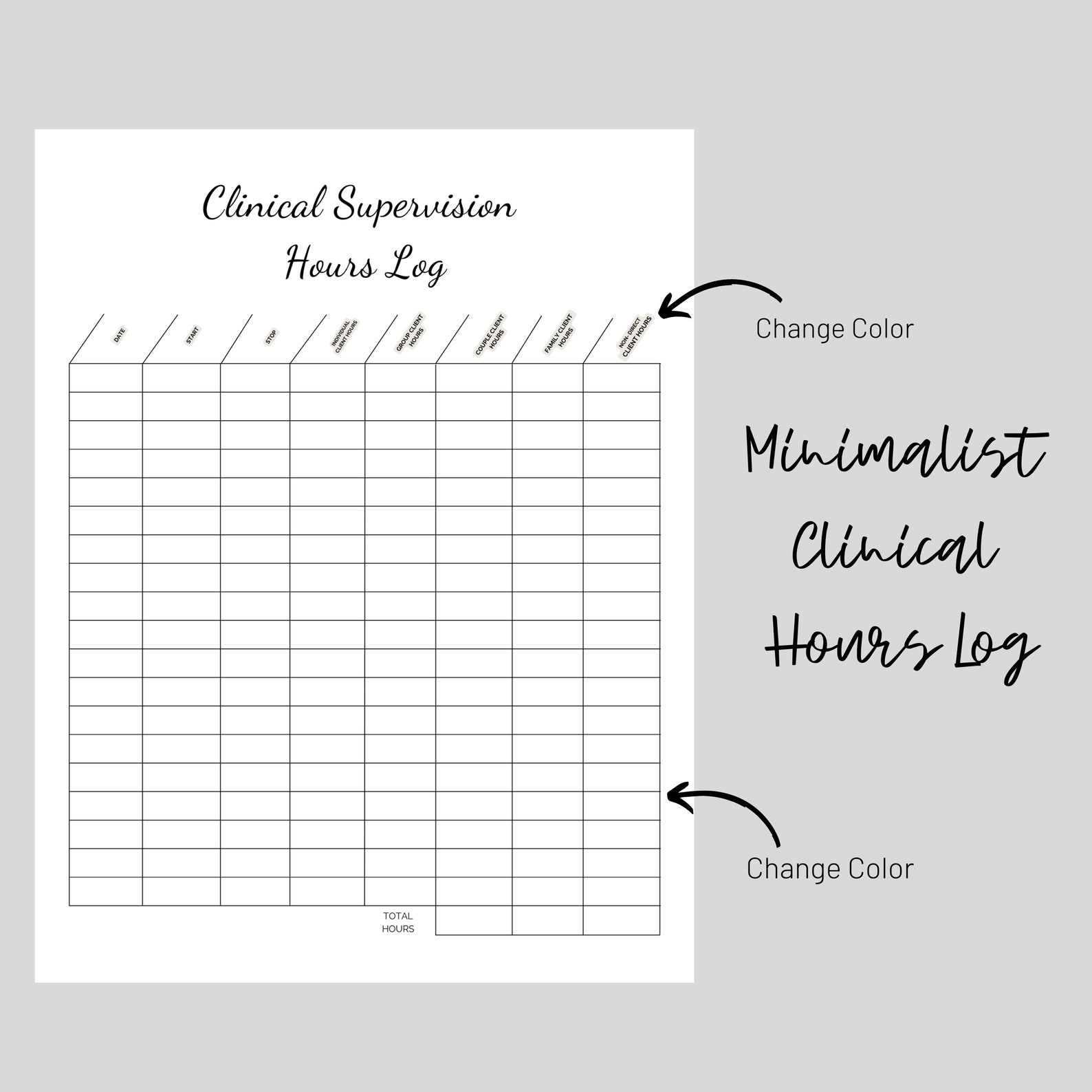Clinical Supervision Form & Hours Log: Minimalist CANVA Template - Etsy