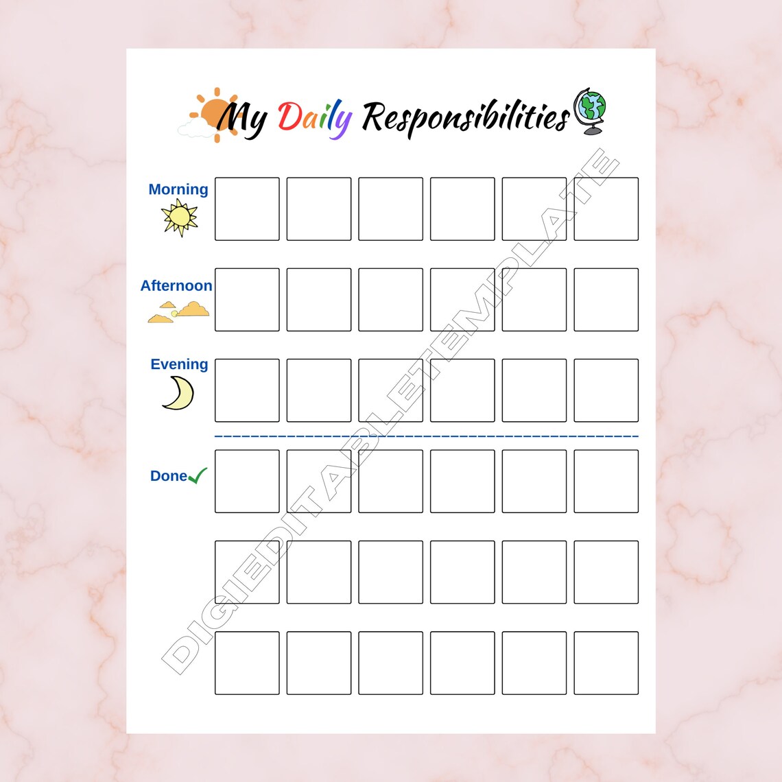 Daily Responsibilities Chore Chart, Kids Daily Task List, Morning ...