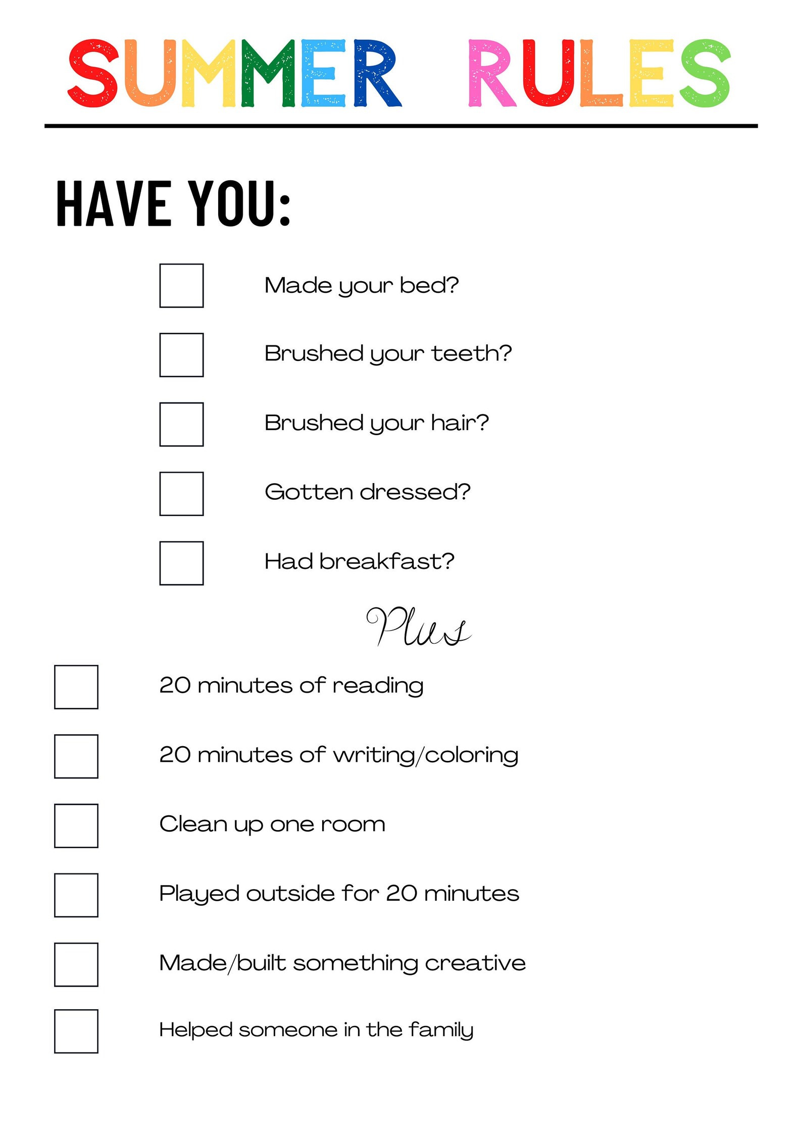 Editable Summer Rules Printable Planner Bundle Summer Calendar Summer ...