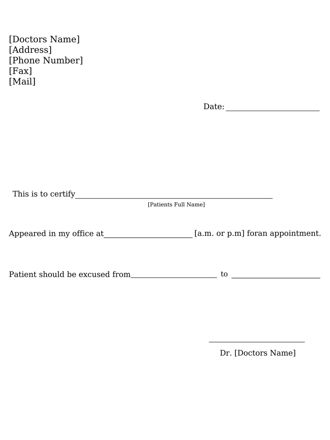 Doctors Note Template Printable Download, EDITABLE CANVA - Etsy