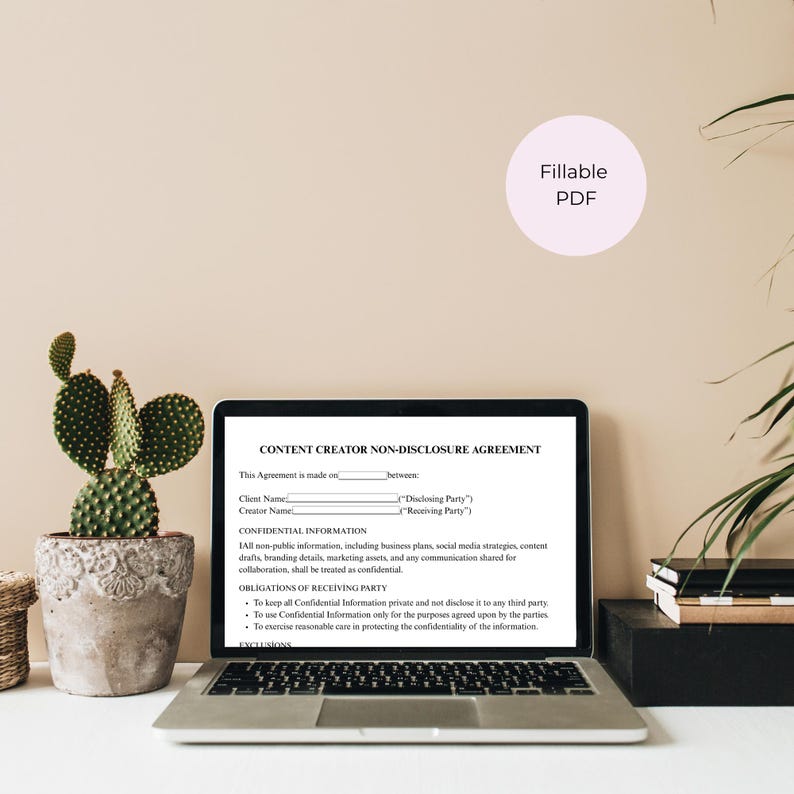 Content Creator NDA Template, Editable Canva + PDF + Word+ Fillable ...