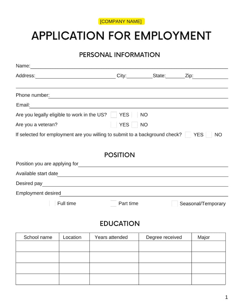 Job Employment Application Canva Template Editable, Printable - Etsy