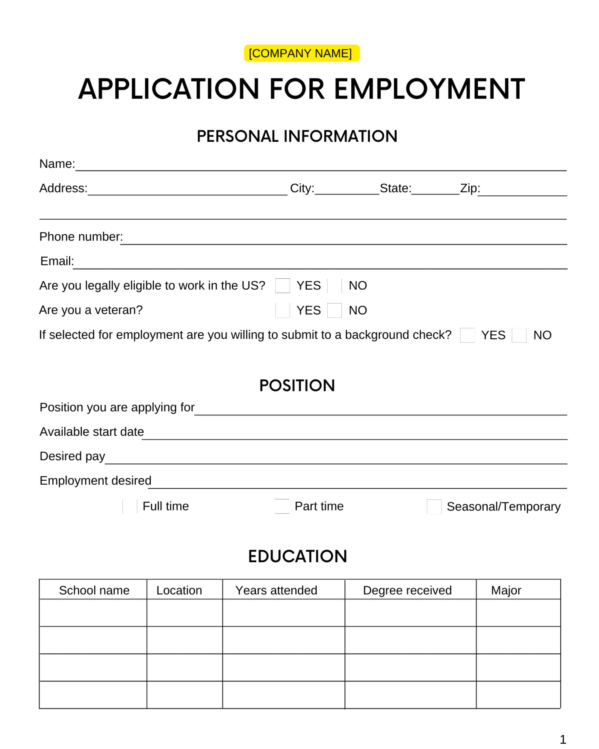 Job Employment Application Canva Template Editable, Printable - Etsy