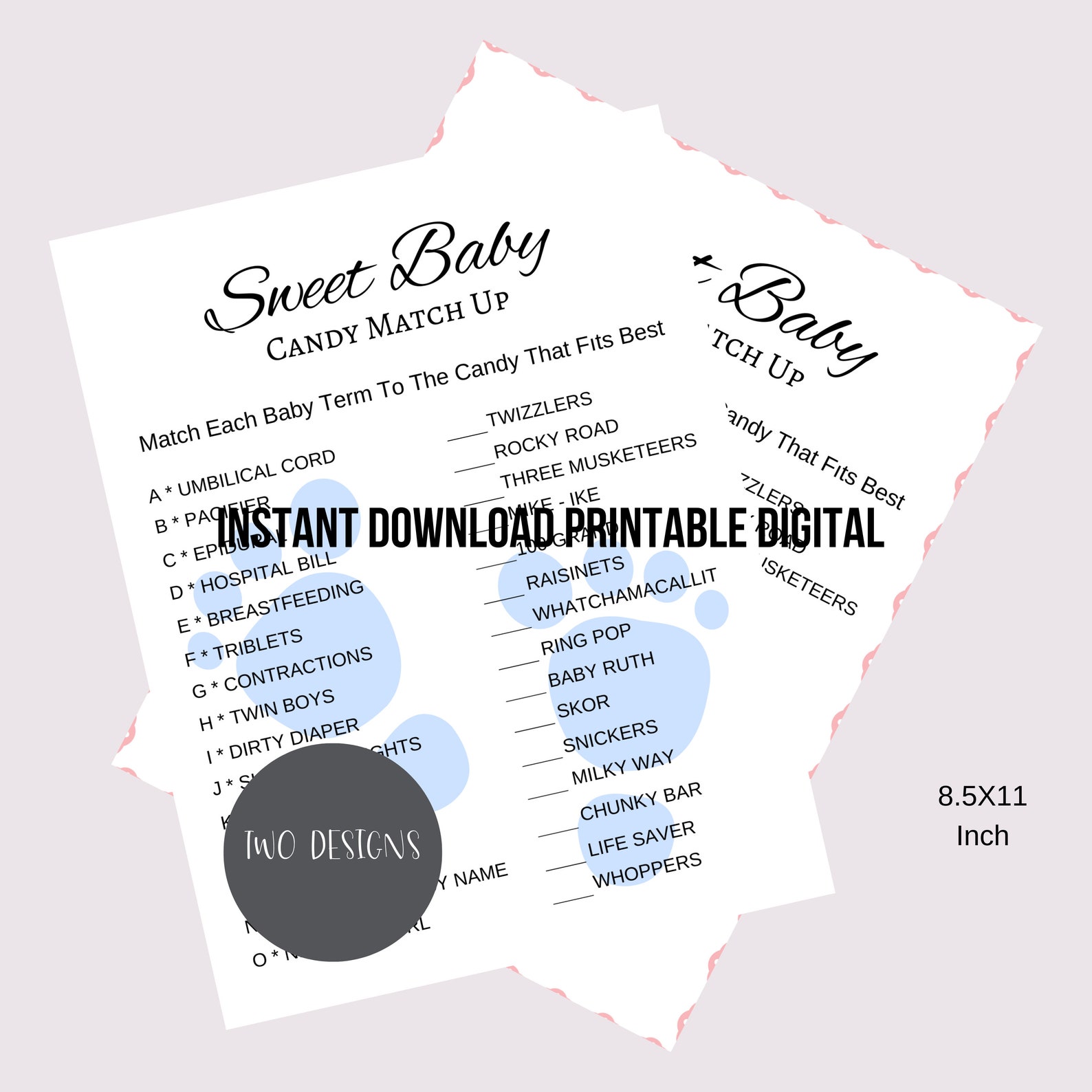 Sweet Baby Candy Match, Baby Shower Activity - Instant Download ...