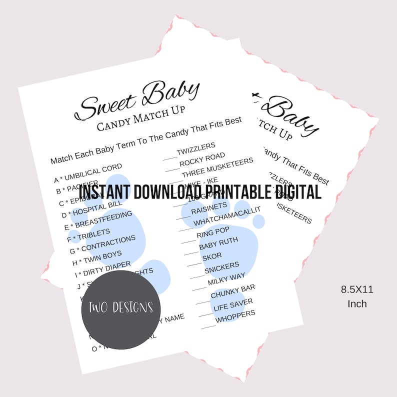 Sweet Baby Candy Match, Baby Shower Activity - Instant Download ...