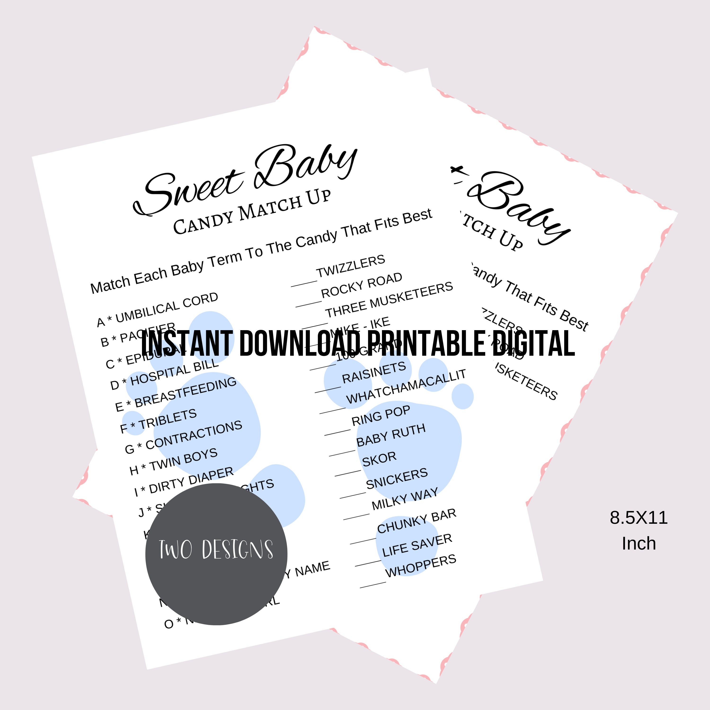 Sweet Baby Candy Match, Baby Shower Activity - Instant Download ...