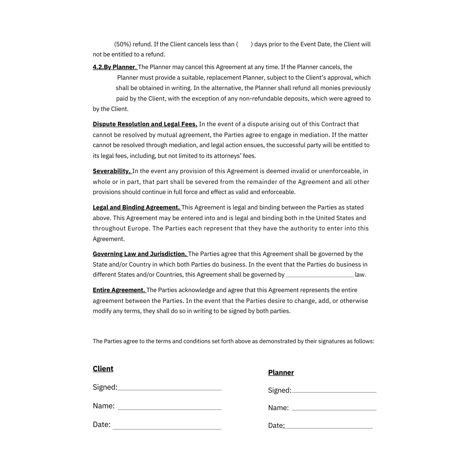 Editable Event Planning Agreementcontract For Event Planner Etsy