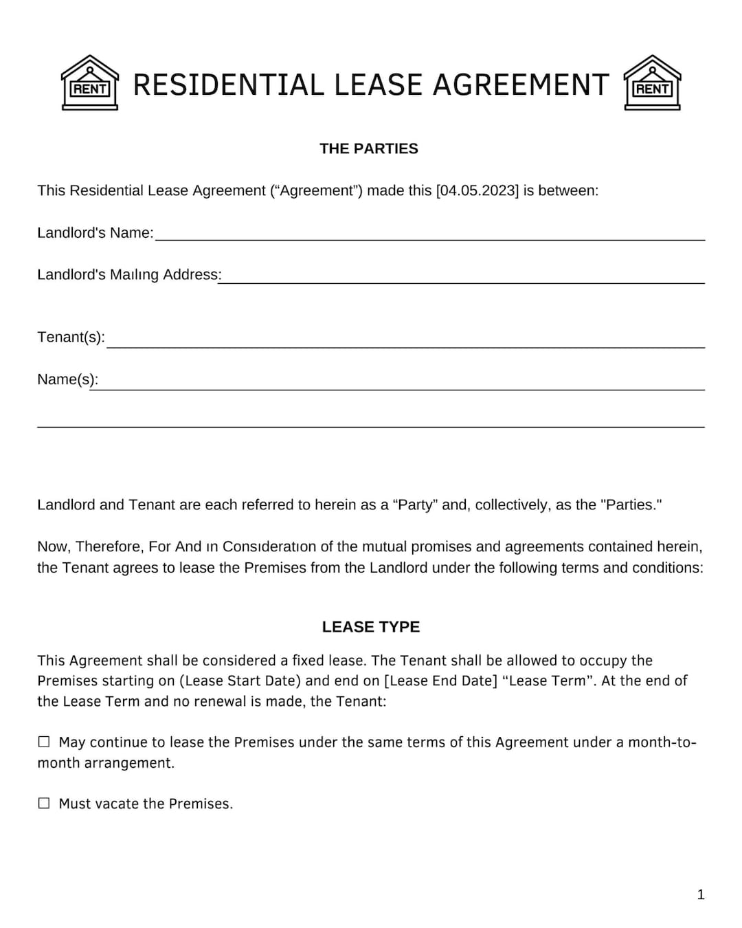 Residential Lease Agreement Template: Editable Word, PDF, Canva (12 ...
