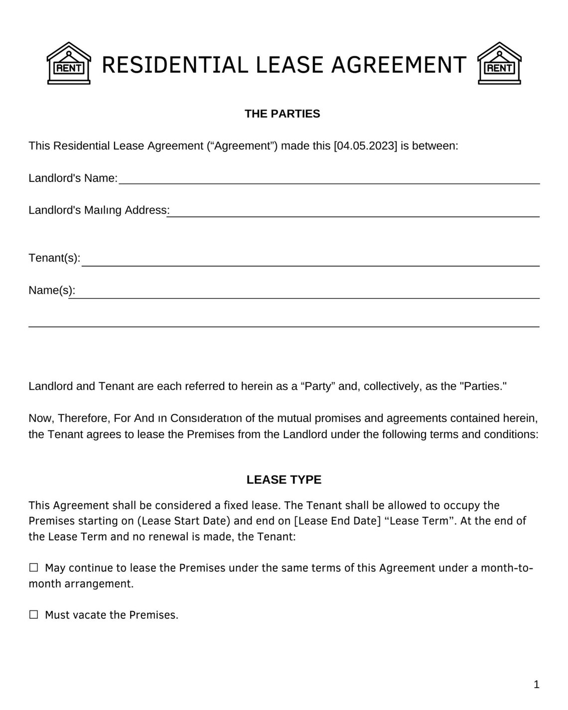 Residential Lease Agreement Template: Editable Word, PDF, Canva (12 ...