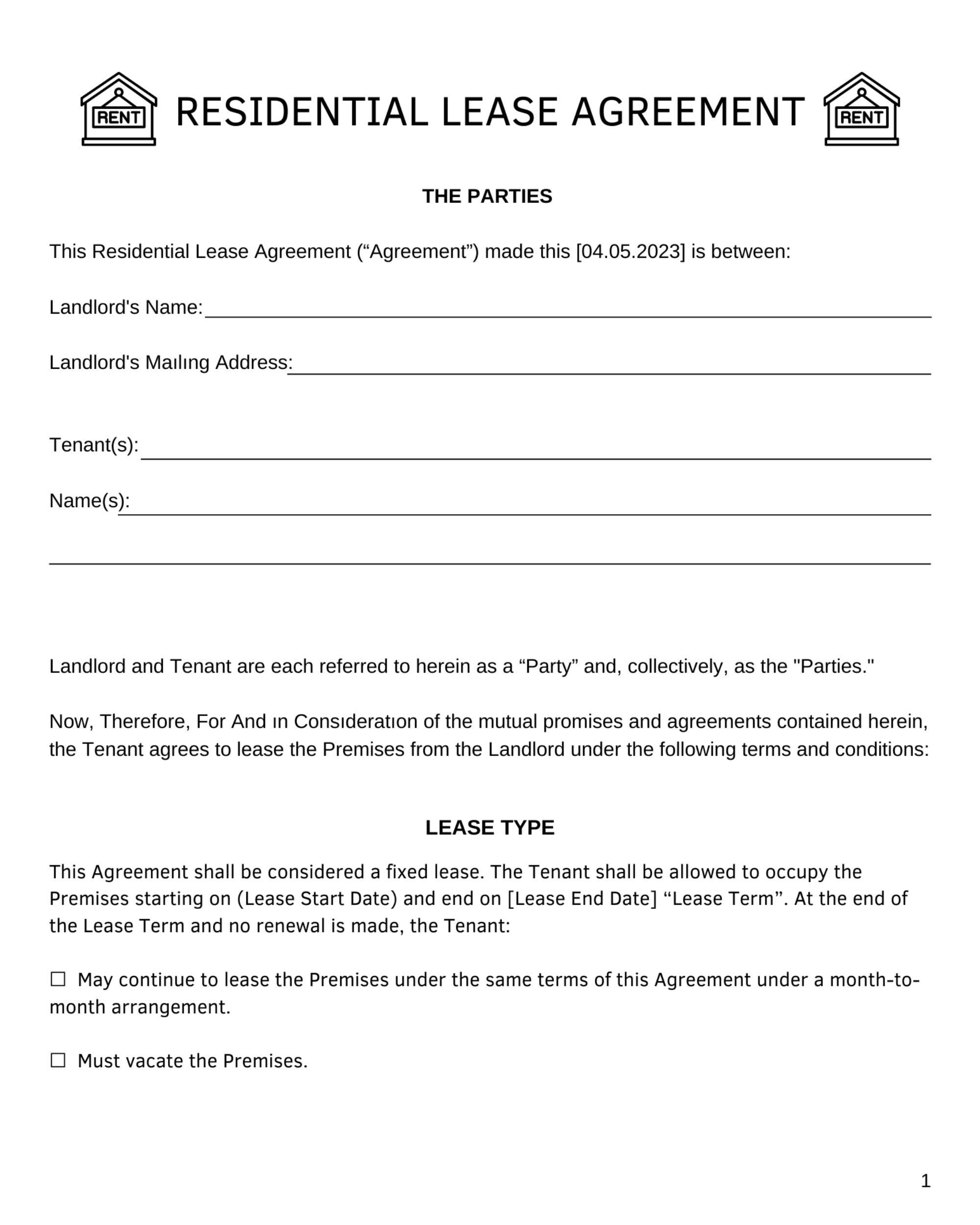 Residential Lease Agreement Template: Editable Word, PDF, Canva (12 ...