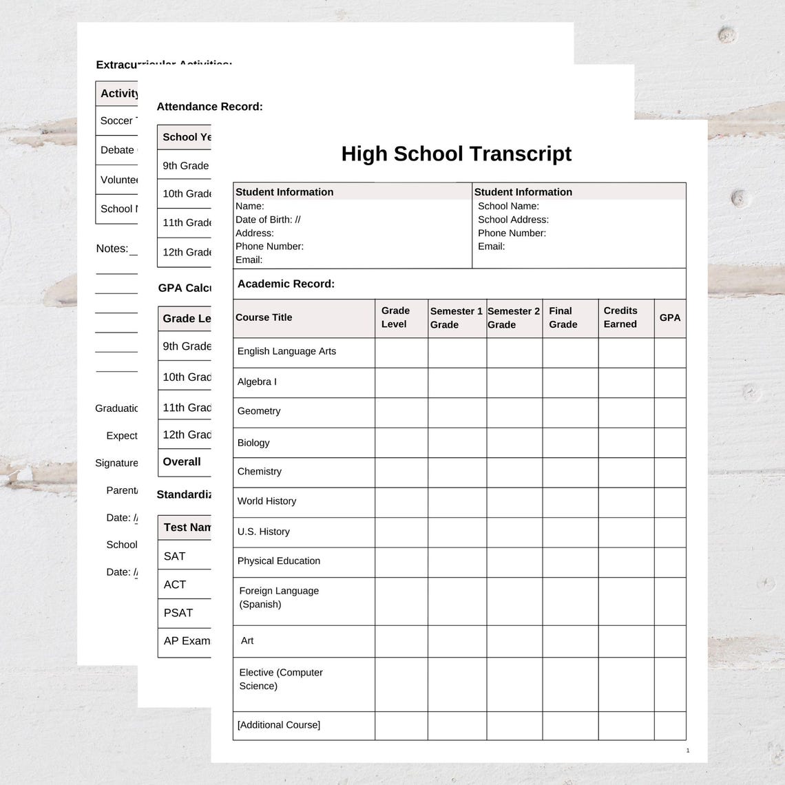 Printable Homeschool Transcript: Editable High School Template (canva ...