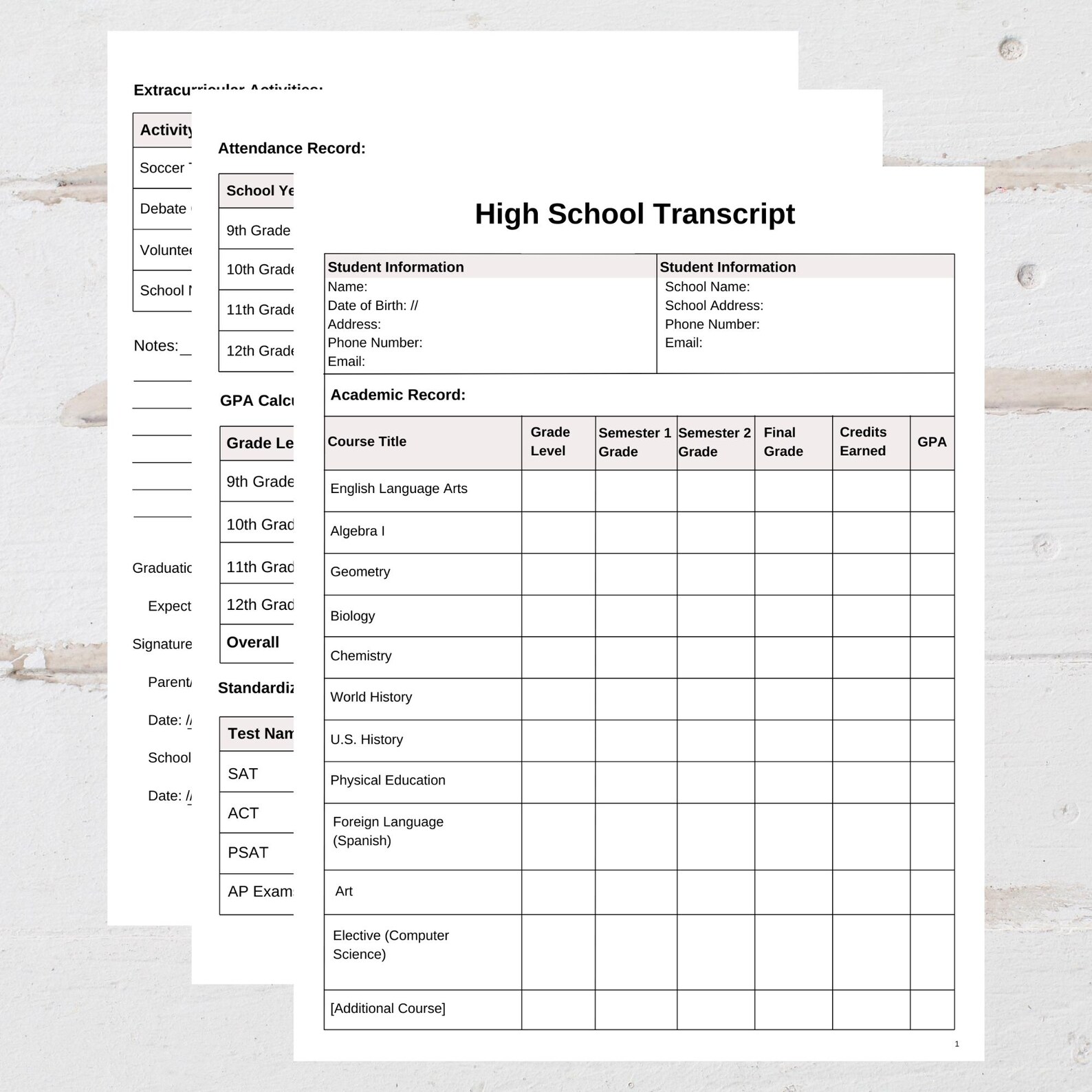 Printable Homeschool Transcript: Editable High School Template (canva ...