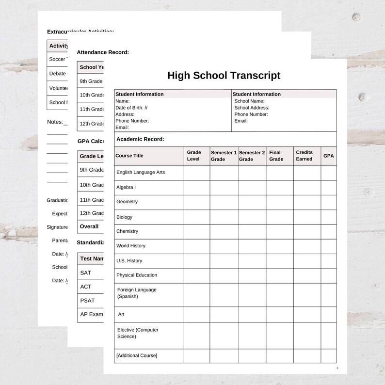 Printable Homeschool Transcript: Editable High School Template (canva ...