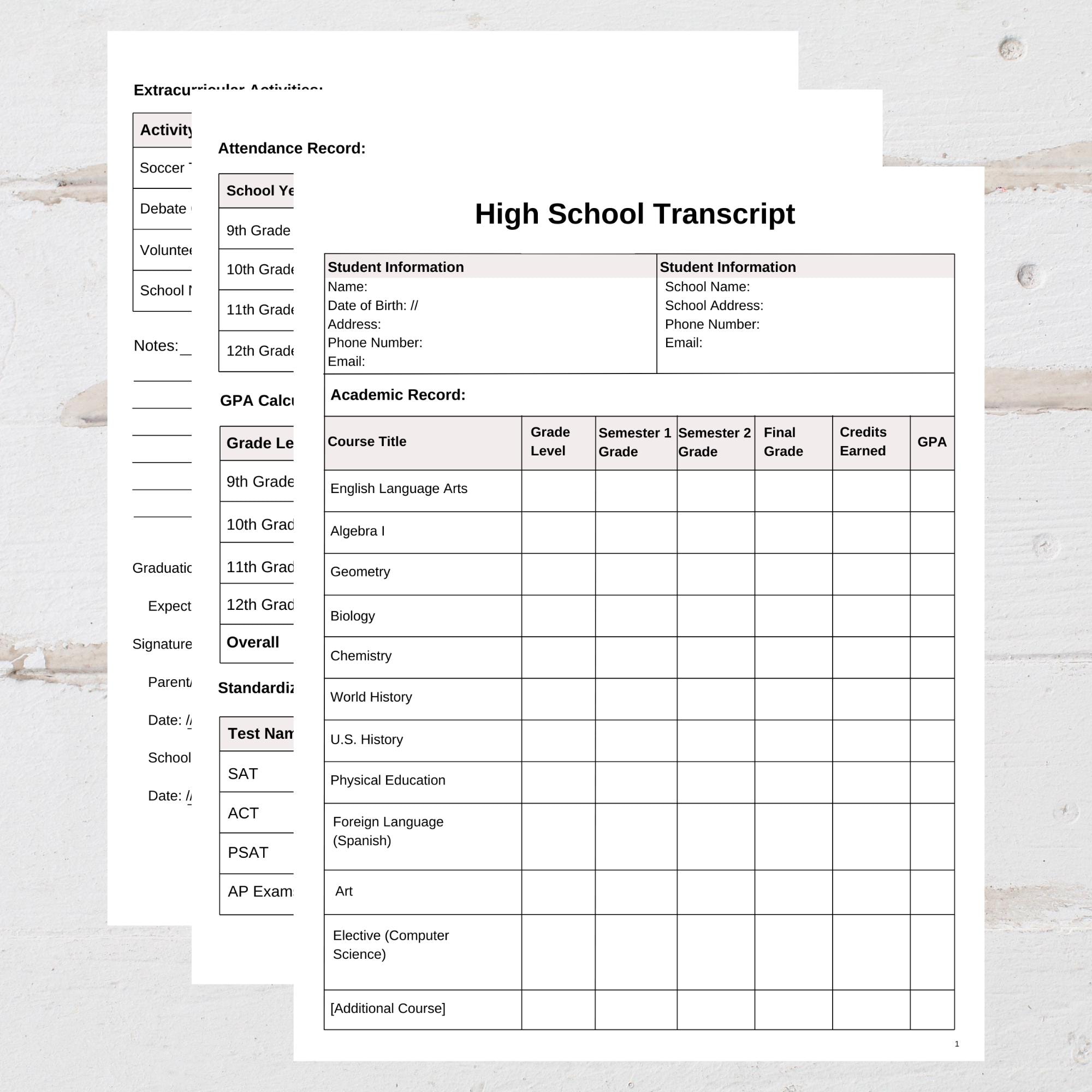 Printable Homeschool Transcript: Editable High School Template (canva ...