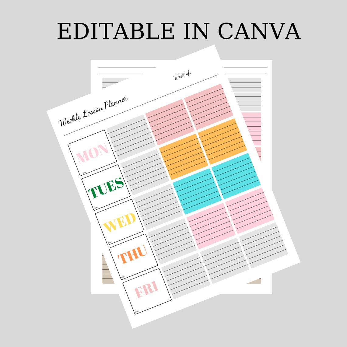 DIY Teacher Lesson Planner Canva Template: Weekly Organizer (digital ...