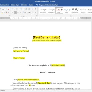 EDITABLE Demand Letter, Word Template,personalized - Etsy