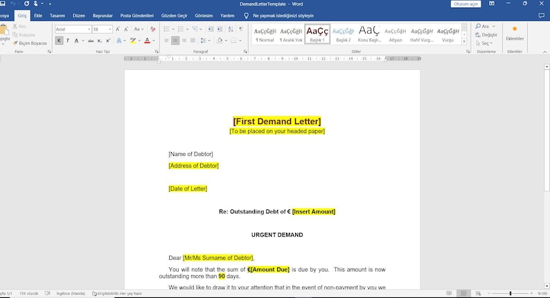EDITABLE Demand Letter, Word Template,personalized - Etsy