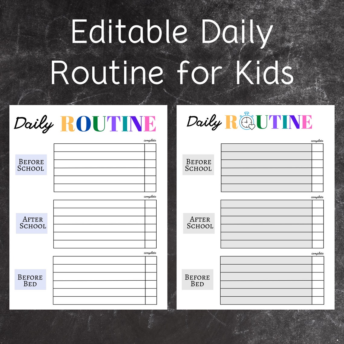 Printable EDITABLE Daily Routine for Kids Canva Template - Etsy