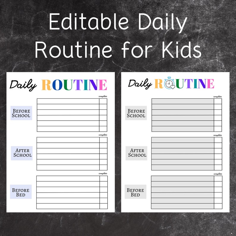 Printable EDITABLE Daily Routine for Kids, Canva Template, Chore Chart ...