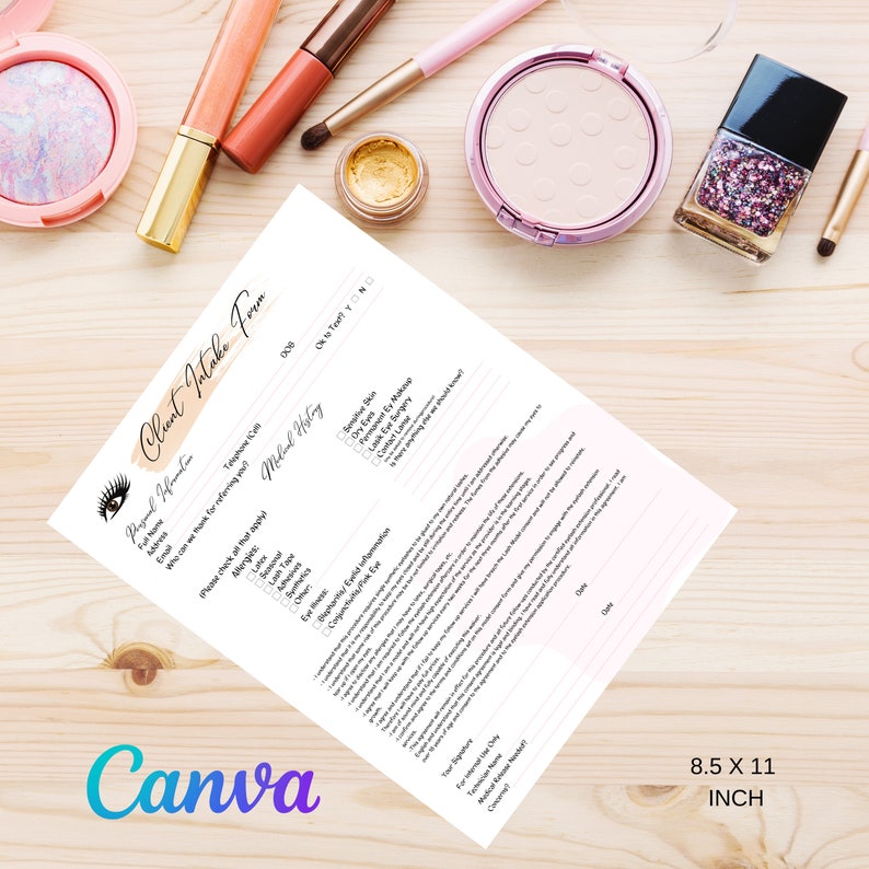 EDITABLE Eyelash Extension Consent Form New Client Intake - Etsy Australia