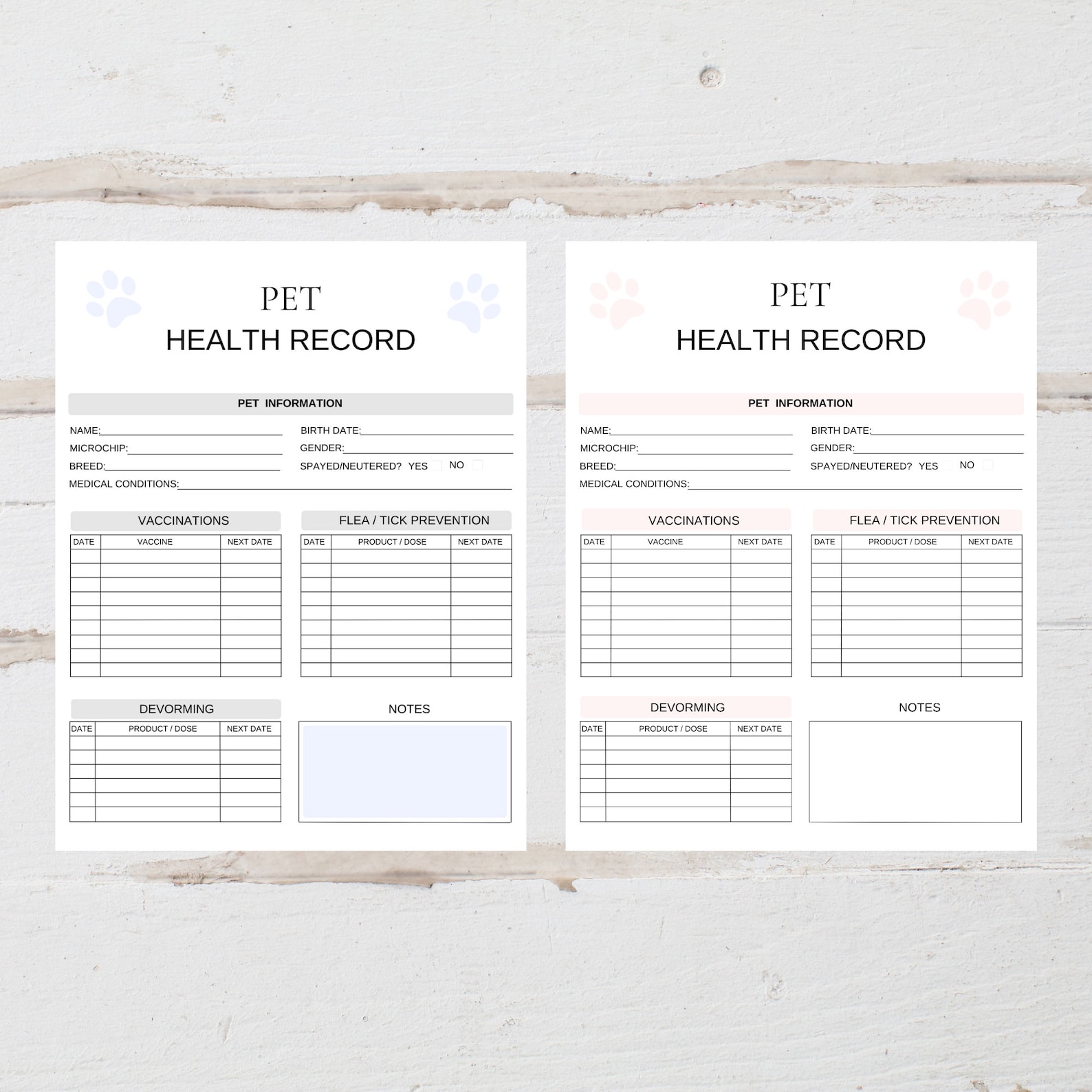 Pet Health Record Template: Dog, Cat, Puppy (editable Canva, Digital ...