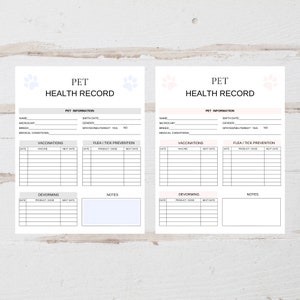 Pet Health Record Template: Dog, Cat, Puppy (editable Canva, Digital ...