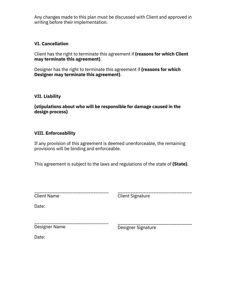 Interior Designer Contract Agreement Proposal Template | Etsy