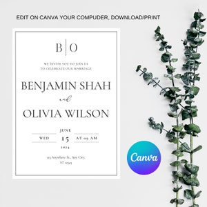 Wedding Invitation Canva Template Set, QR Code RSVP, Editable Wedding ...