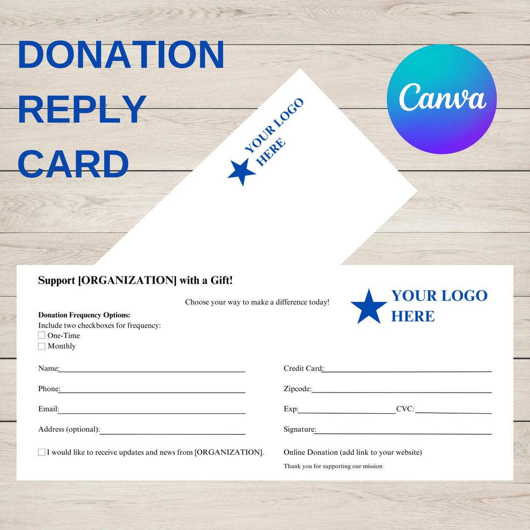 Editable Donation Reply Card Template: Canva Fundraising Appeal ...