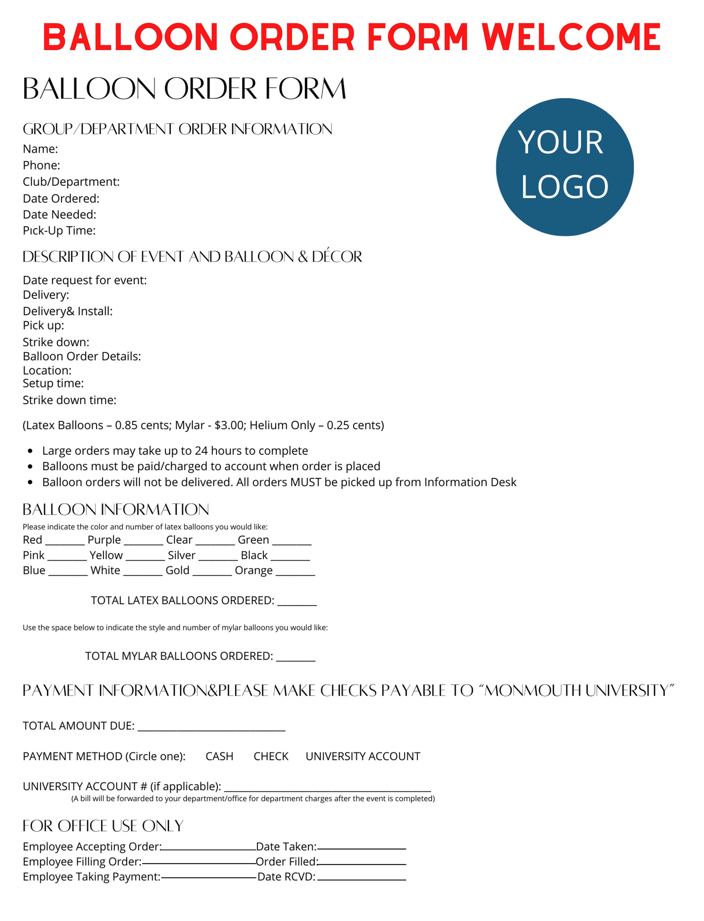 Balloon Decor Contract Template, Canva Editable Agreement, Event ...