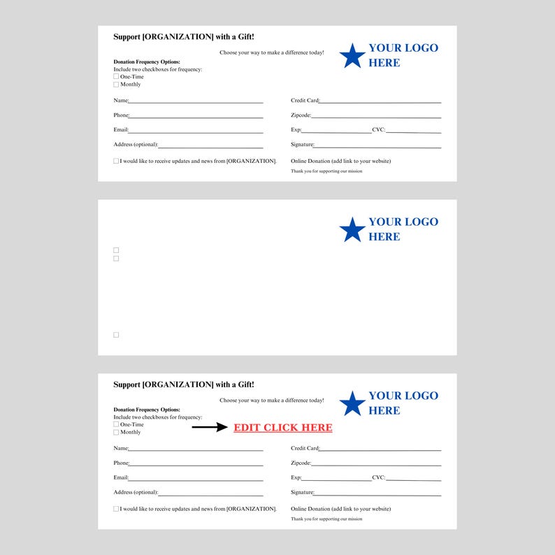 Editable Donation Reply Card Template: Canva Fundraising Appeal ...