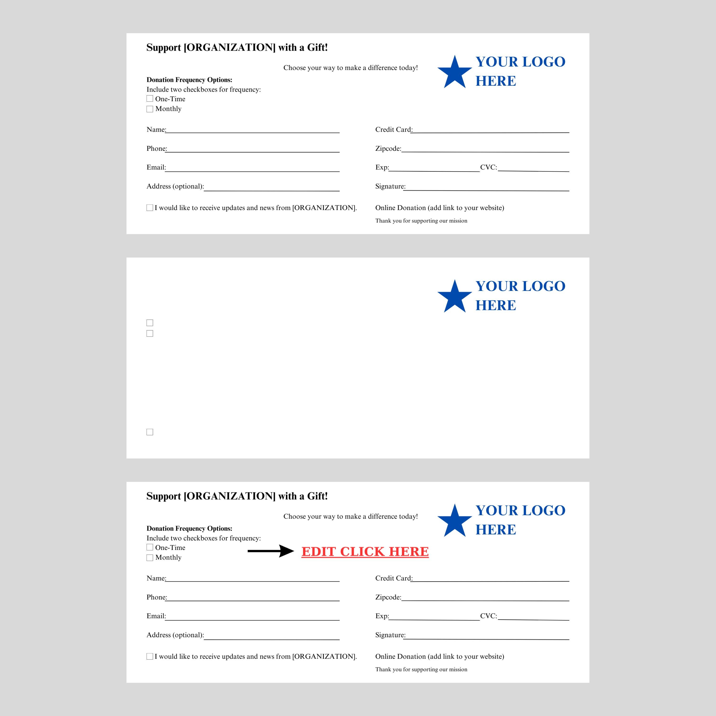 Editable Donation Reply Card Template: Canva Fundraising Appeal ...