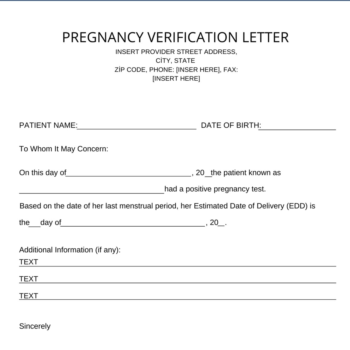 Printable Pregnancy Verification Letter Editable Canva Etsy