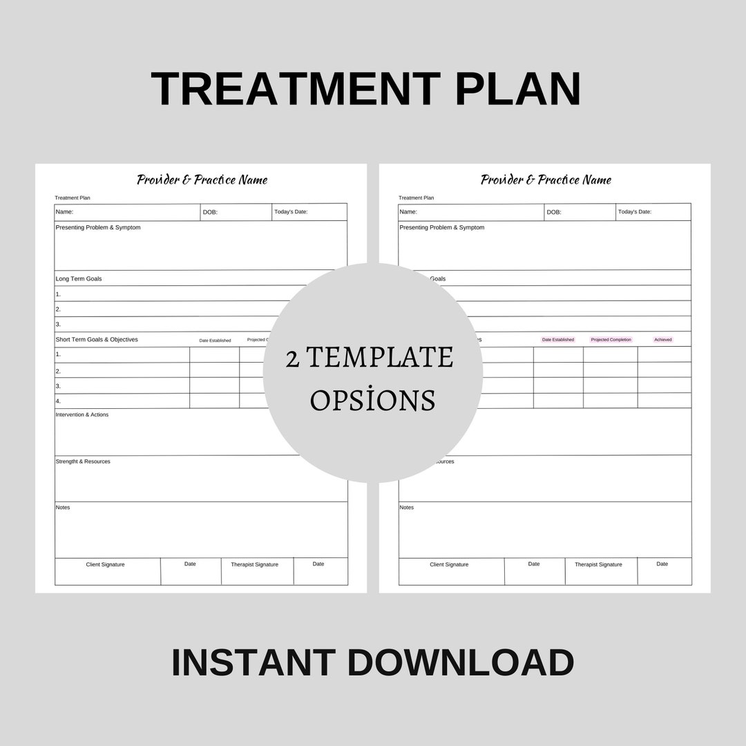 Fillable Treatment Plan Template for Therapists (canva, 8.5x11 ...