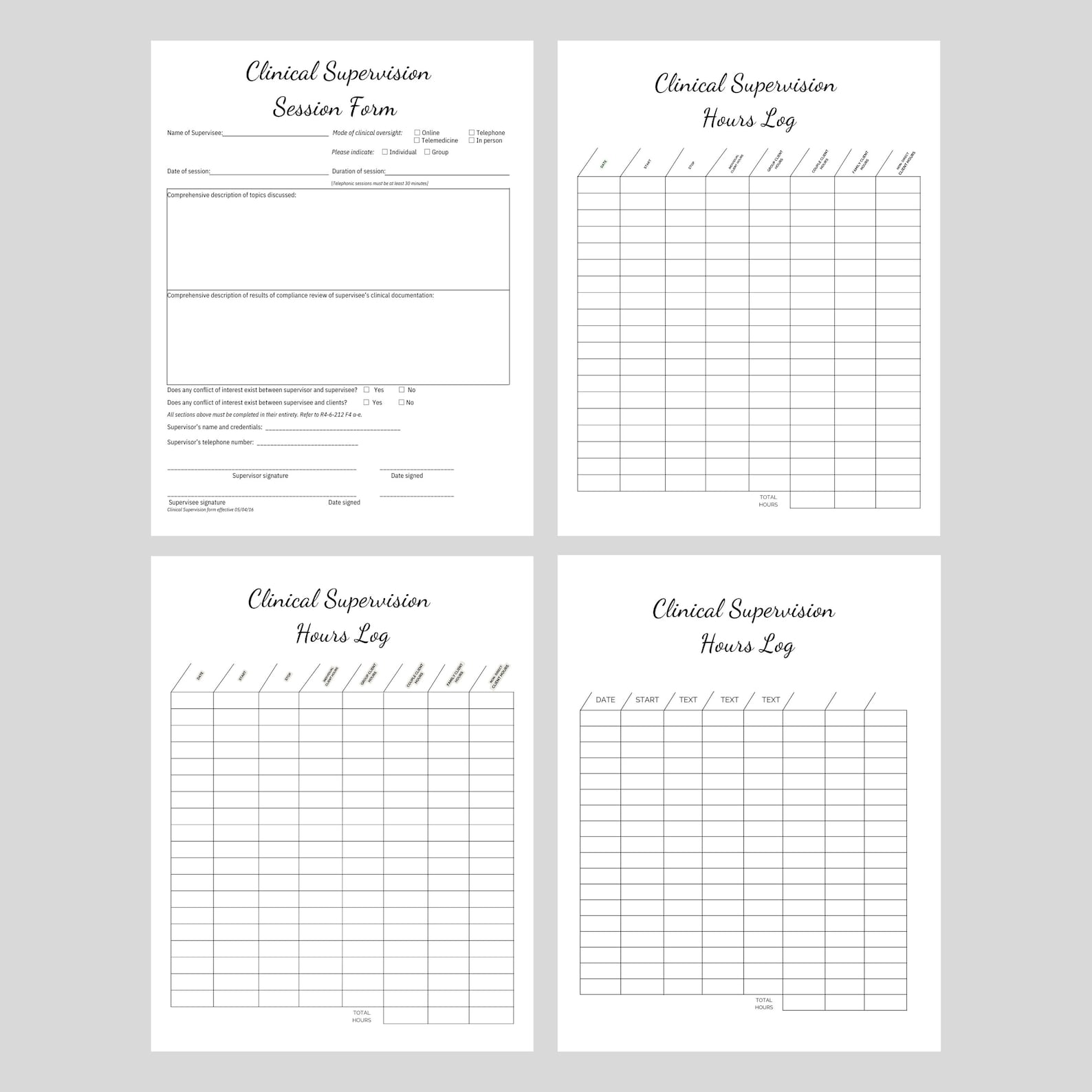 Diy Clinical Supervision Session Form And Hours Log Canva Template