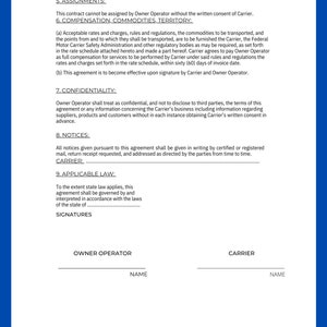 Owner Operator Lease Agreement With Policy Contract, Owner Operator ...