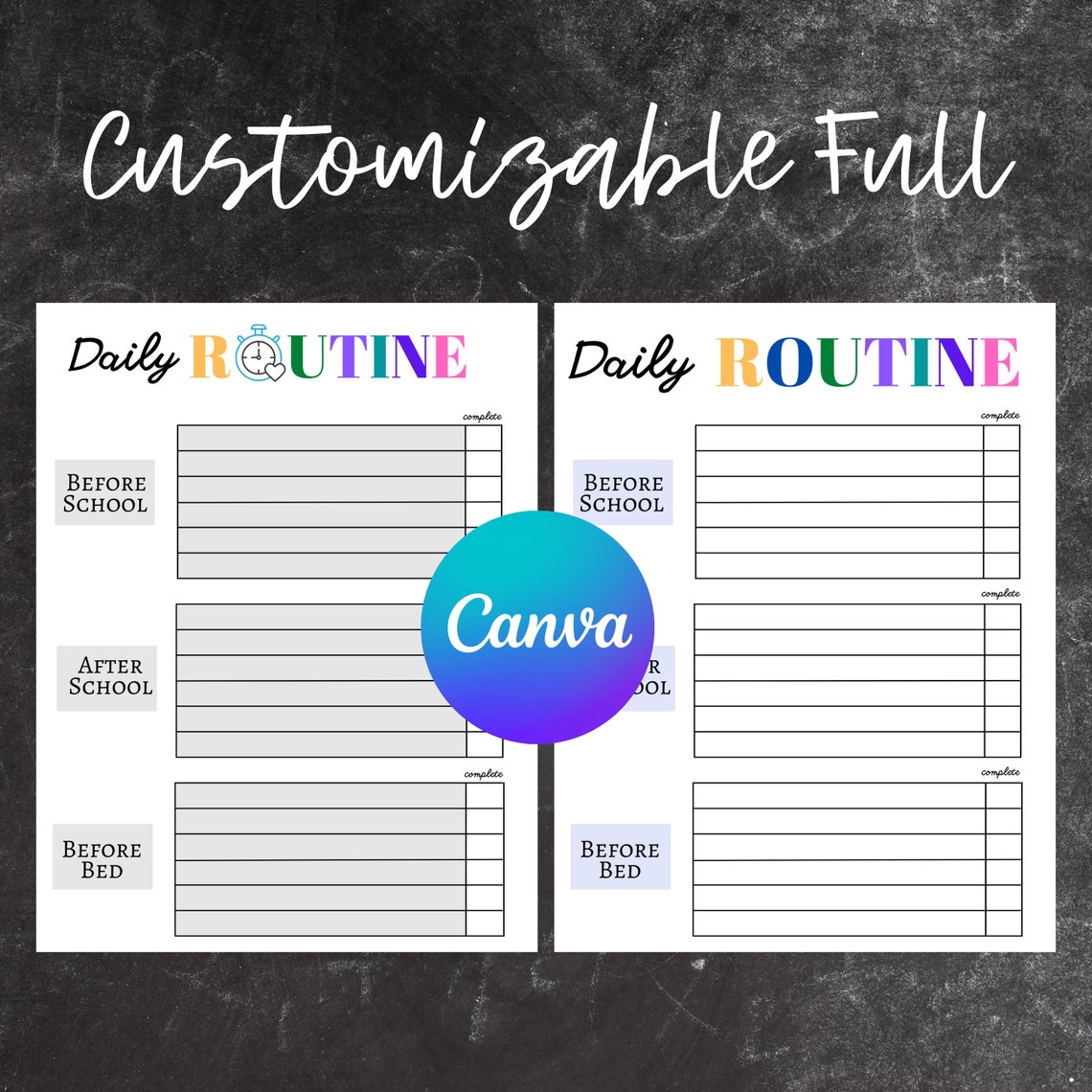 Printable EDITABLE Daily Routine for Kids Canva Template - Etsy