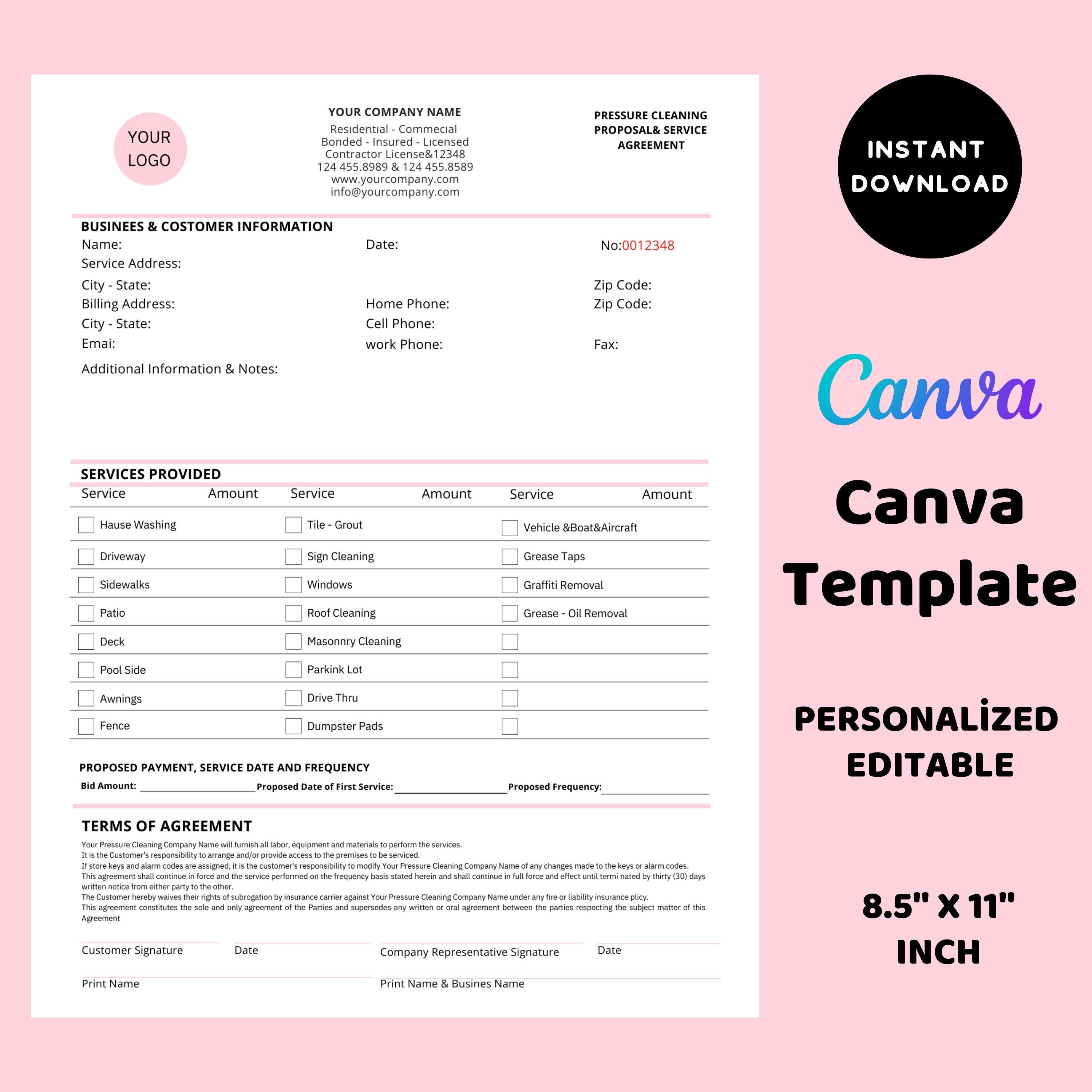 DIY Power Washing Proposal, Agreement, Contract Template, Canva ...