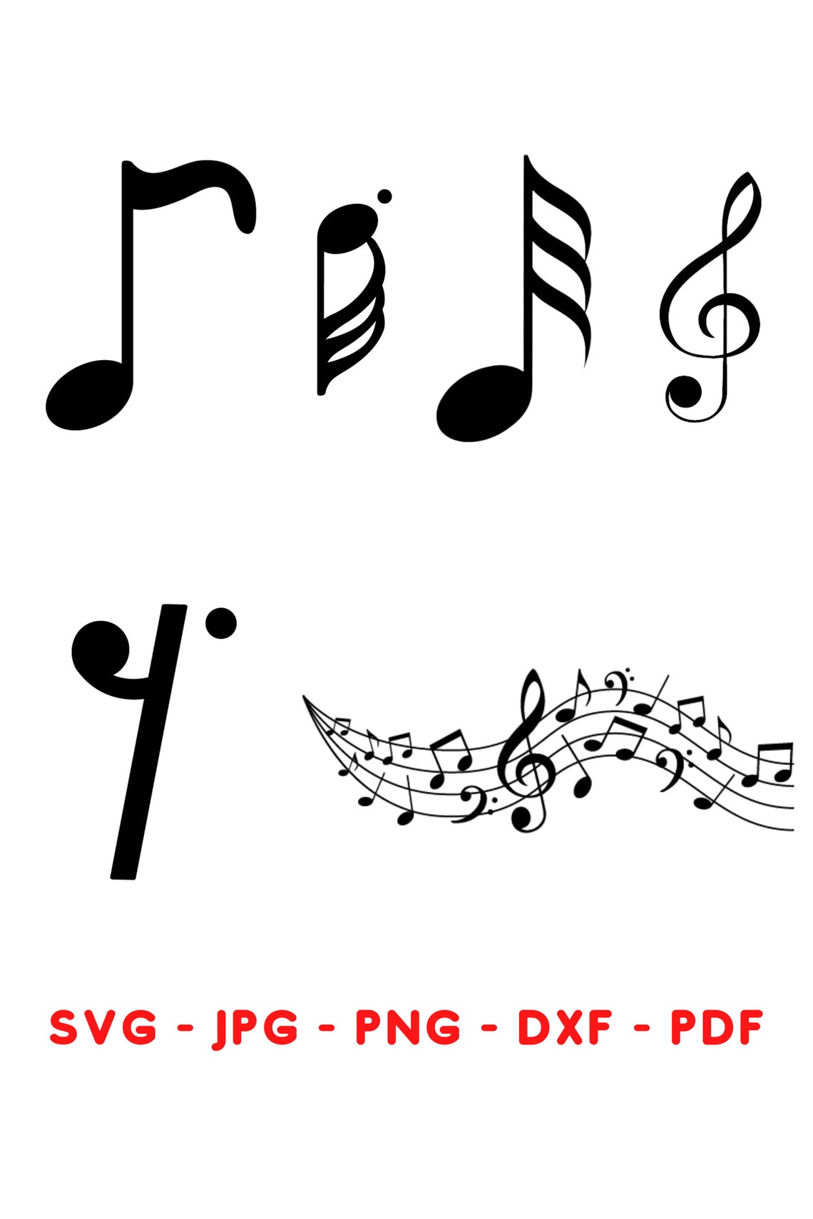 Music SVG Bundle, Music Notes Svg, Musical Notes Cut File, Guitar Note ...