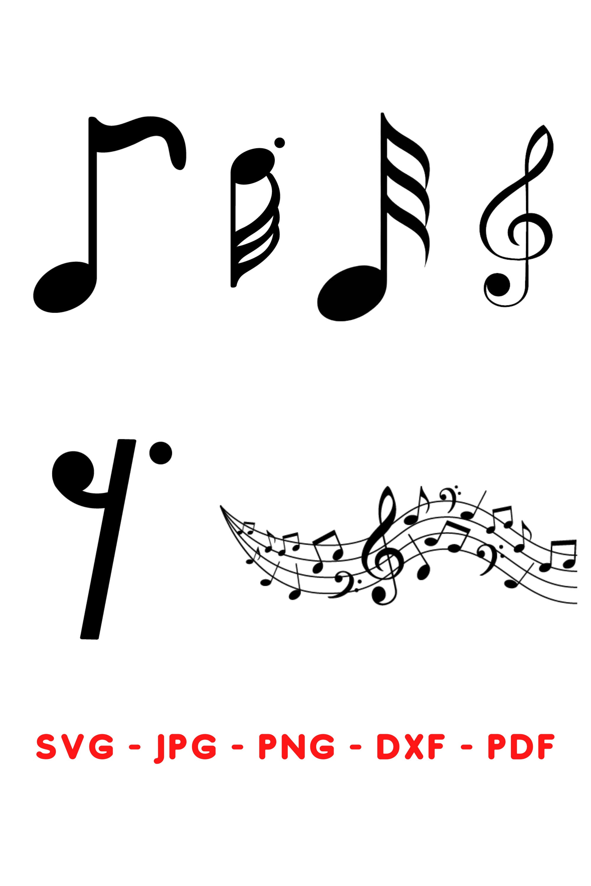Music SVG Bundle, Music Notes Svg, Musical Notes Cut File, Guitar Note ...