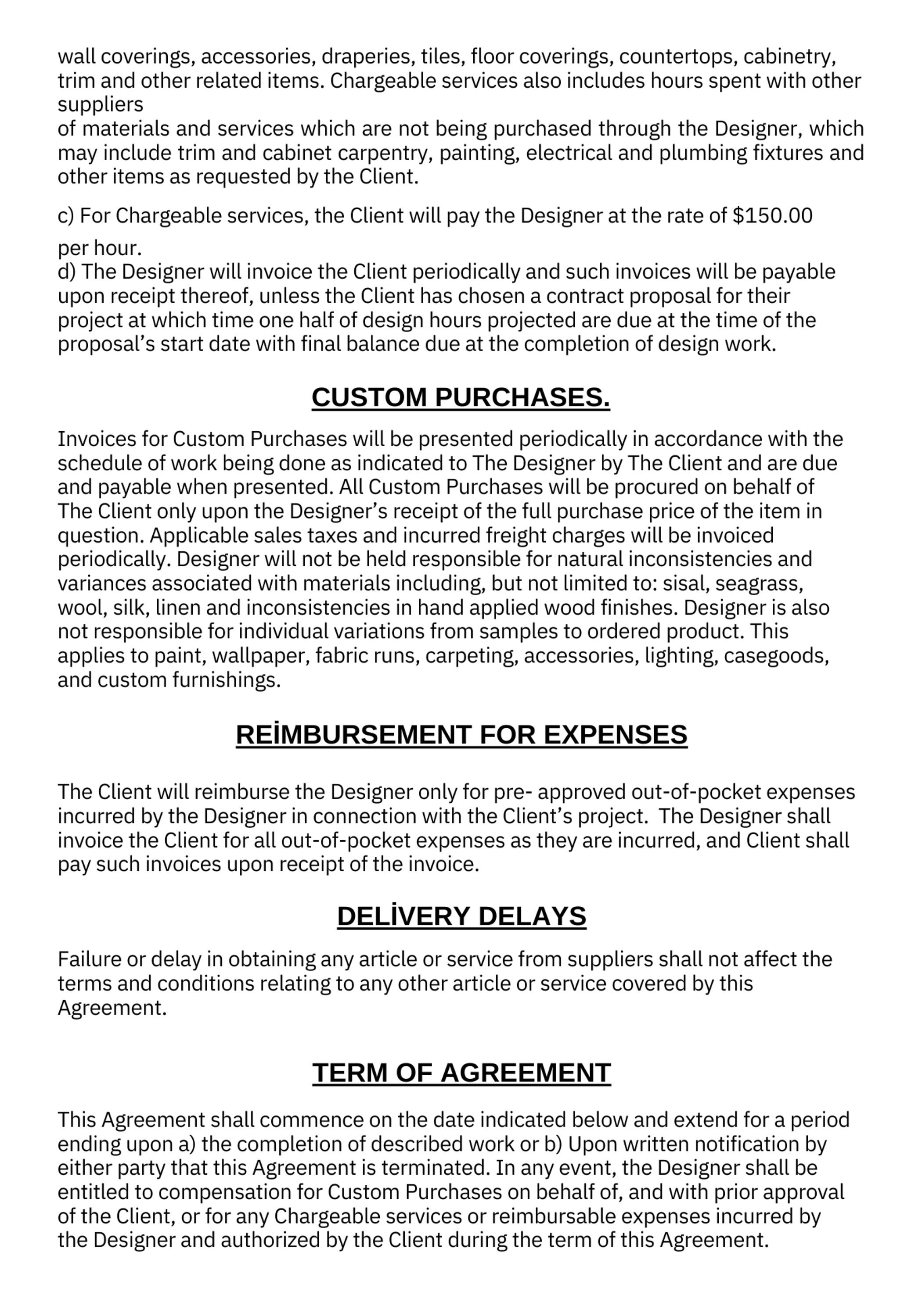 Interior Designer Contract Agreement Canva Template - Etsy