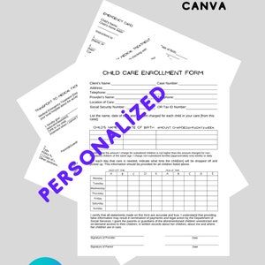 DIY Child Care Enrollment Form: Editable Canva Template (digital ...