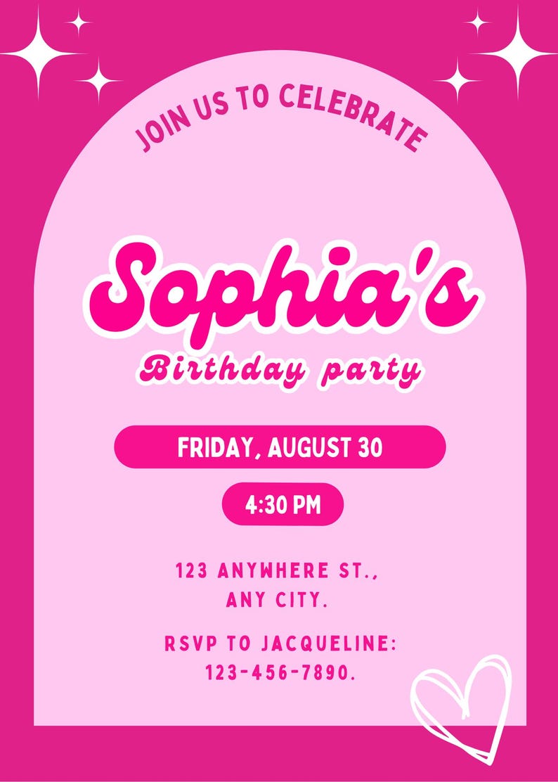 Barbie Invitation, Digital Invite, Printable Template, Instant Download ...