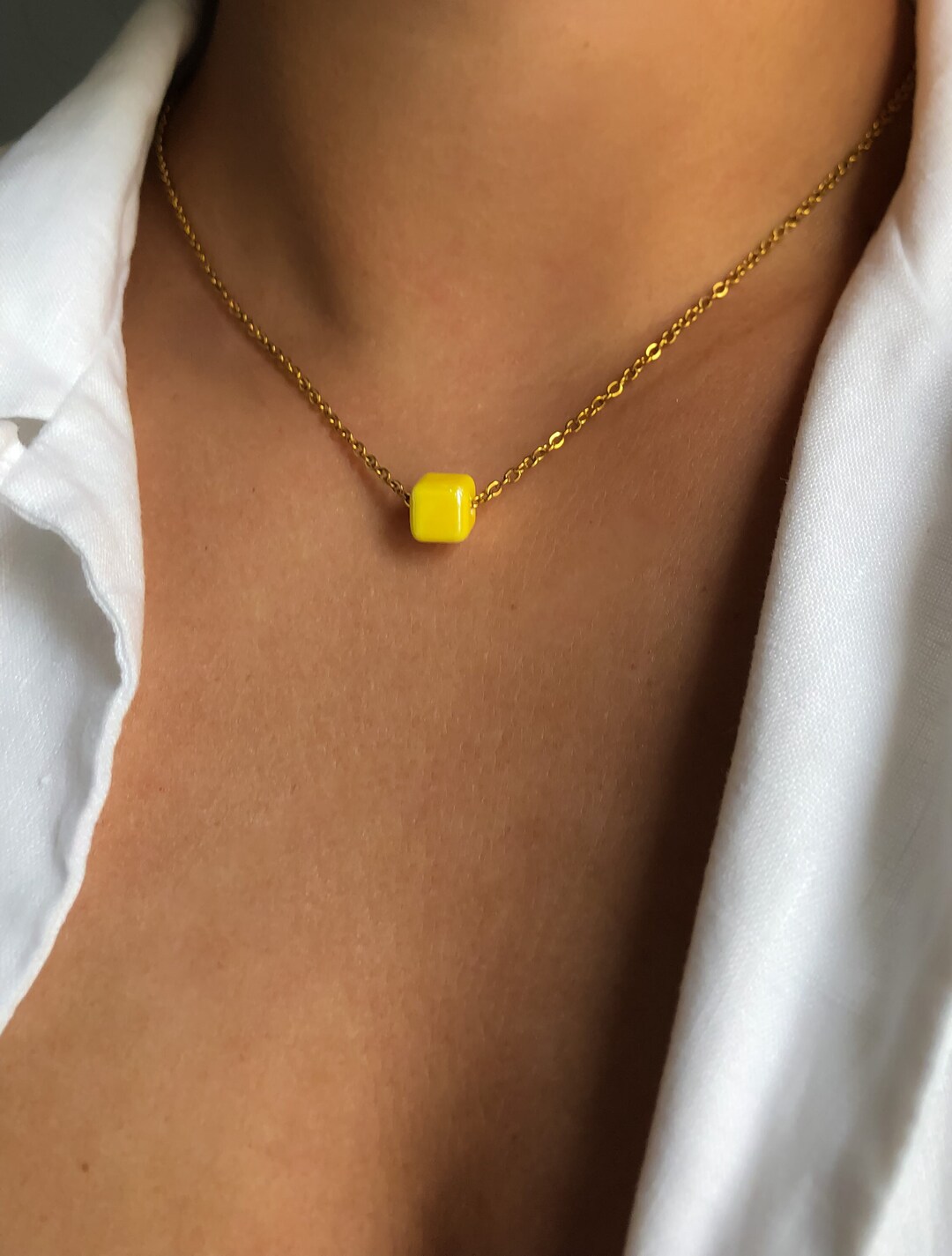 CUBICLOVE Lupusjewelrygr NO FADE Yellow Greek Ceramic Single Cube 8mm ...