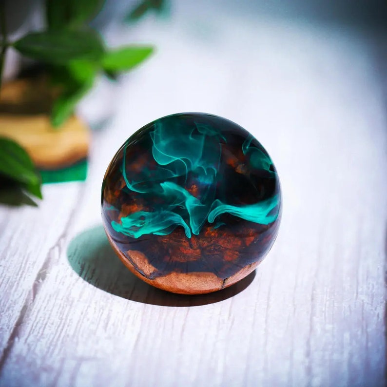 Aurora Borealis Paperweight Epoxy Resin Wood Lamp Night Light Unique ...