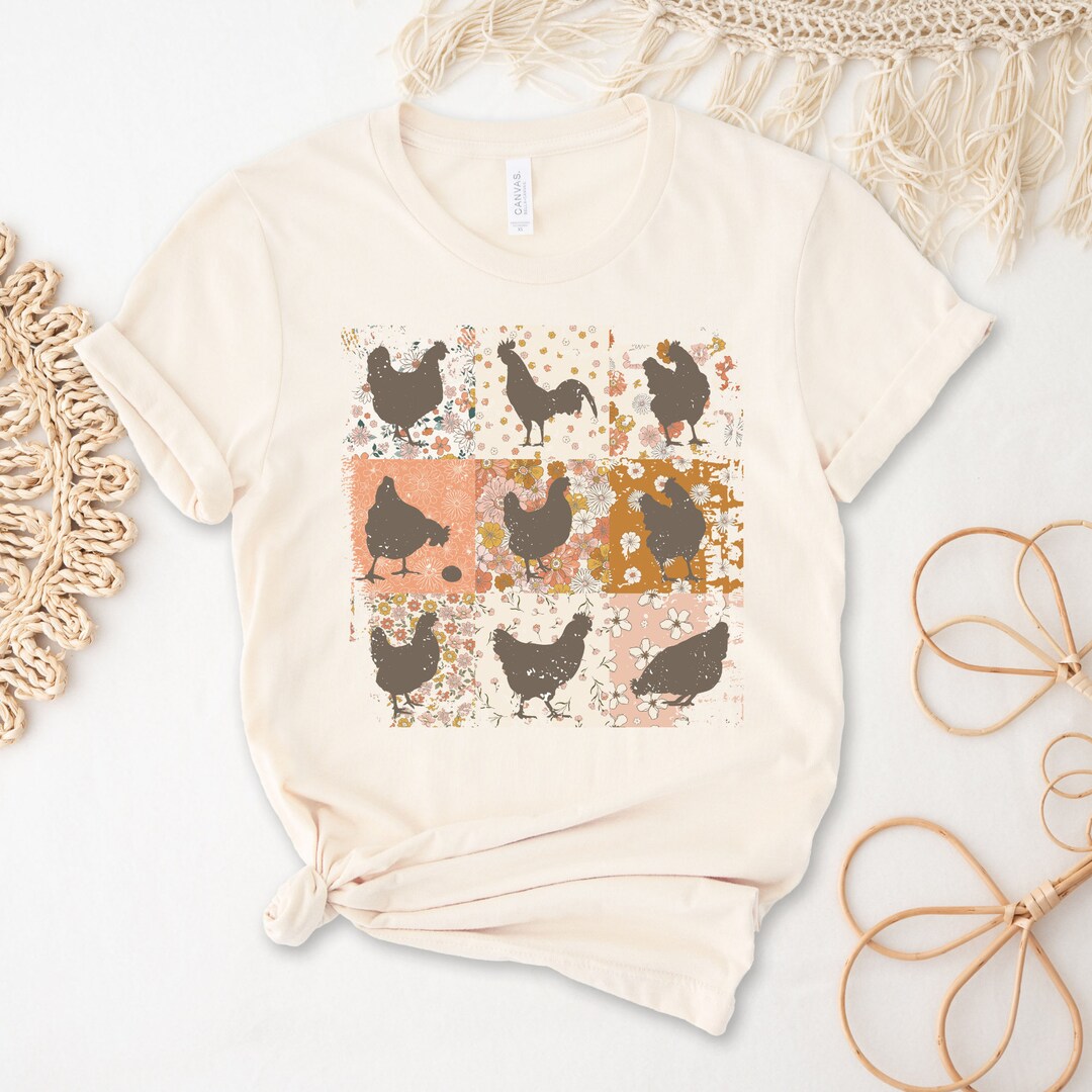 Cute Vintage Floral Rooster Tee Peach Summer Country Tees Western ...