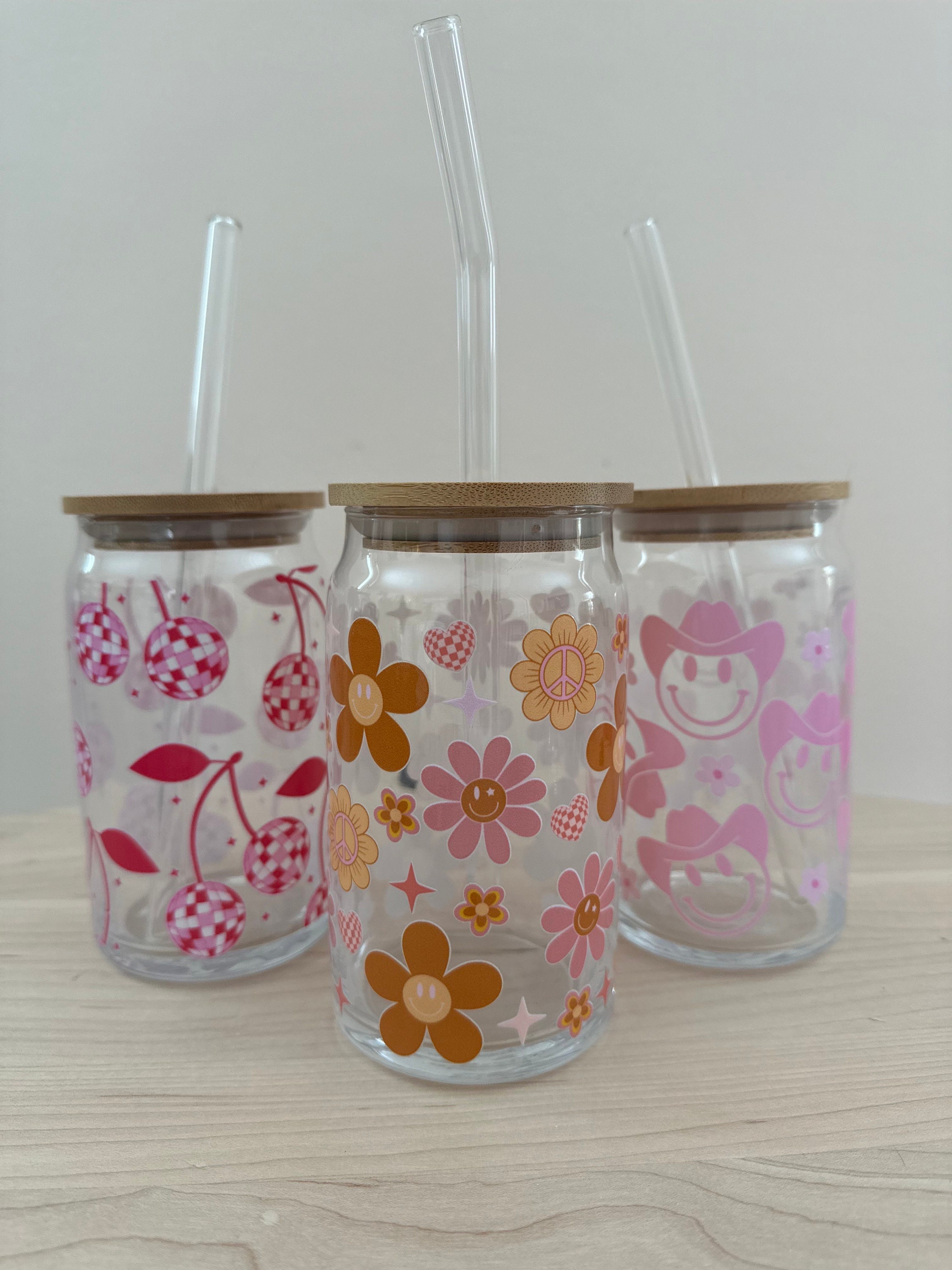 Disco Ball Cherry Glass Tumbler Preppy Trendy Pink Aesthetics Beer ...