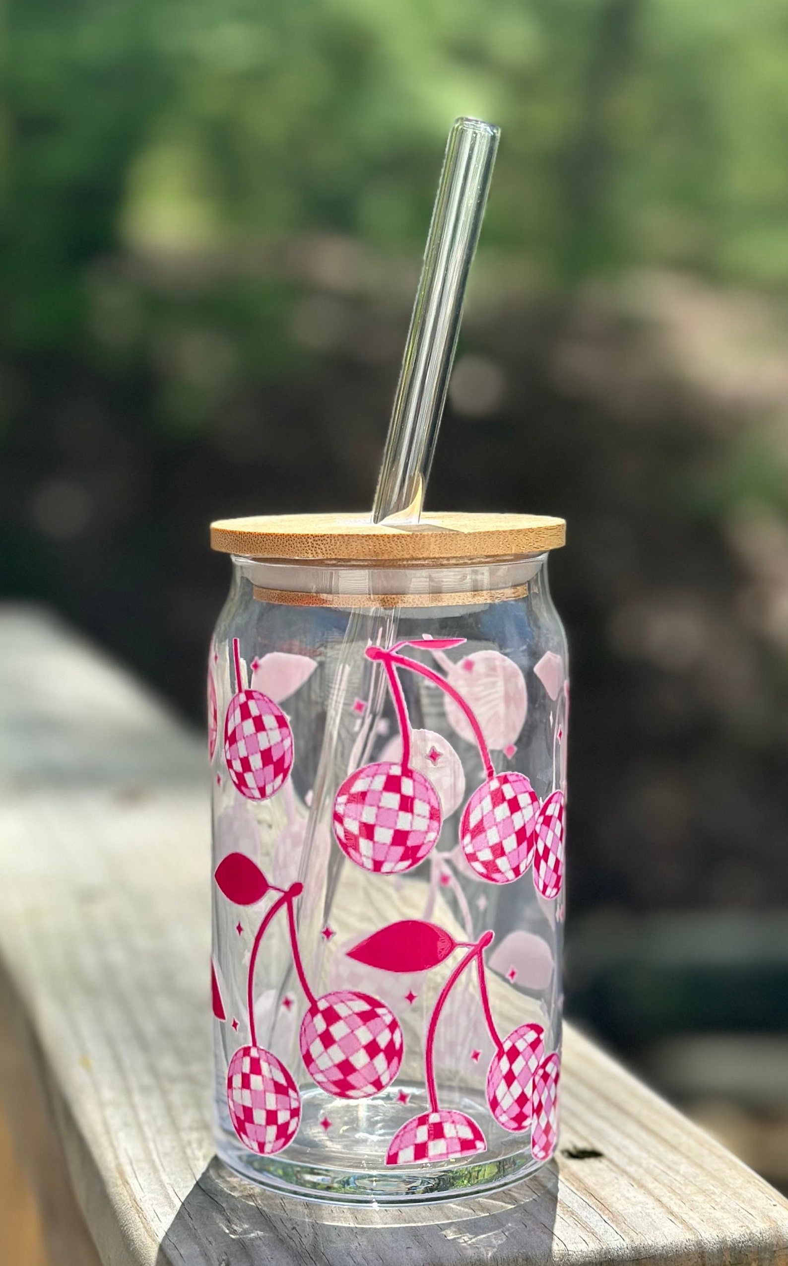 Disco Ball Cherry Glass Tumbler Preppy Trendy Pink Aesthetics Beer ...