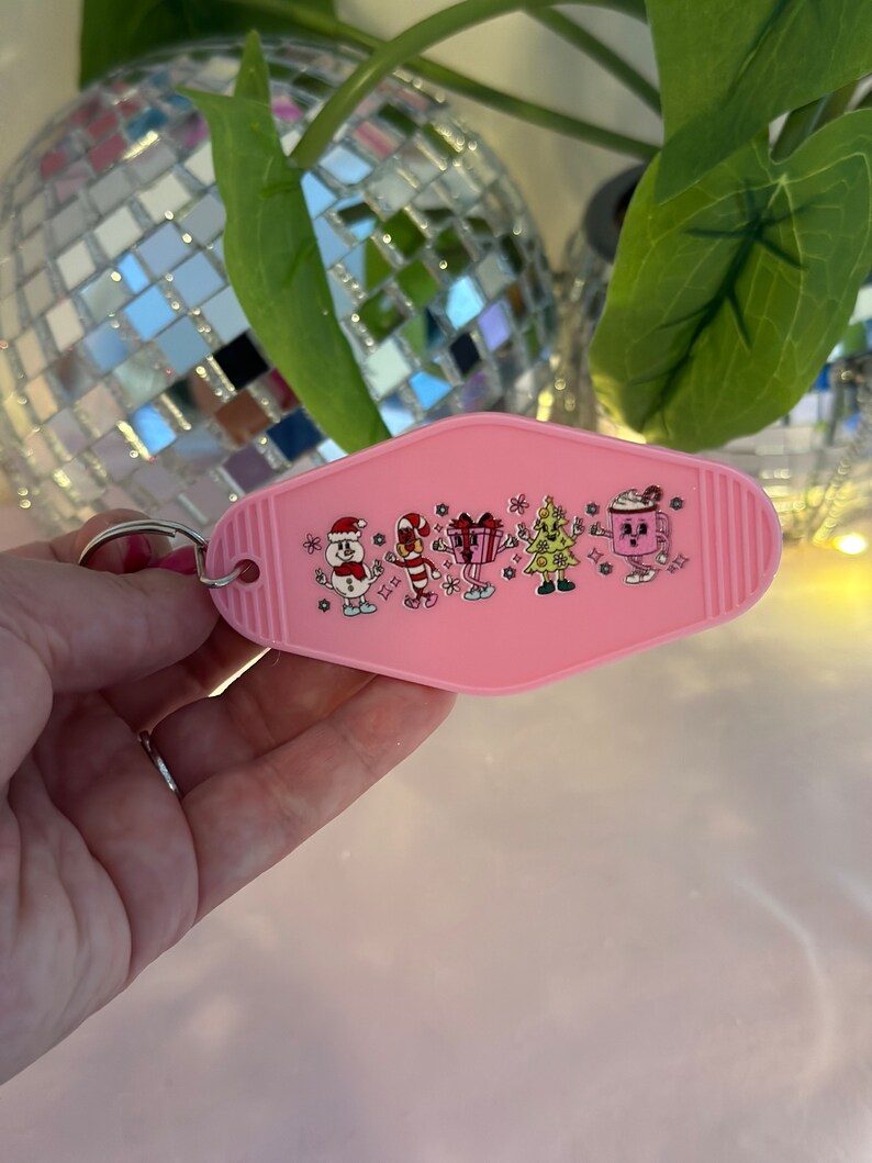 Disco Smiley Face Retro Motel Keychain Pink Preppy Vintage Christmas ...